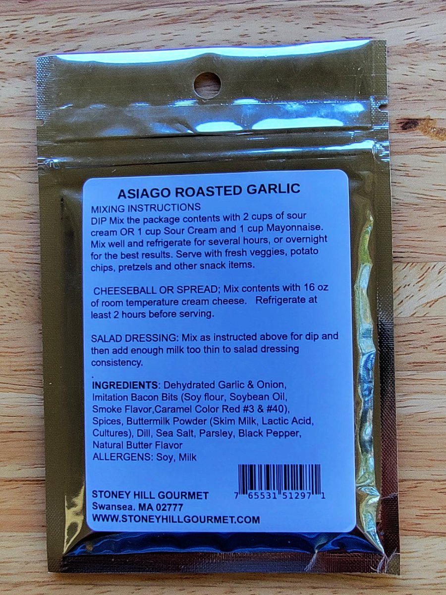ASIAGO ROASTED GARLIC DIP MIX - Stoney Hill Gourmet Dip mix